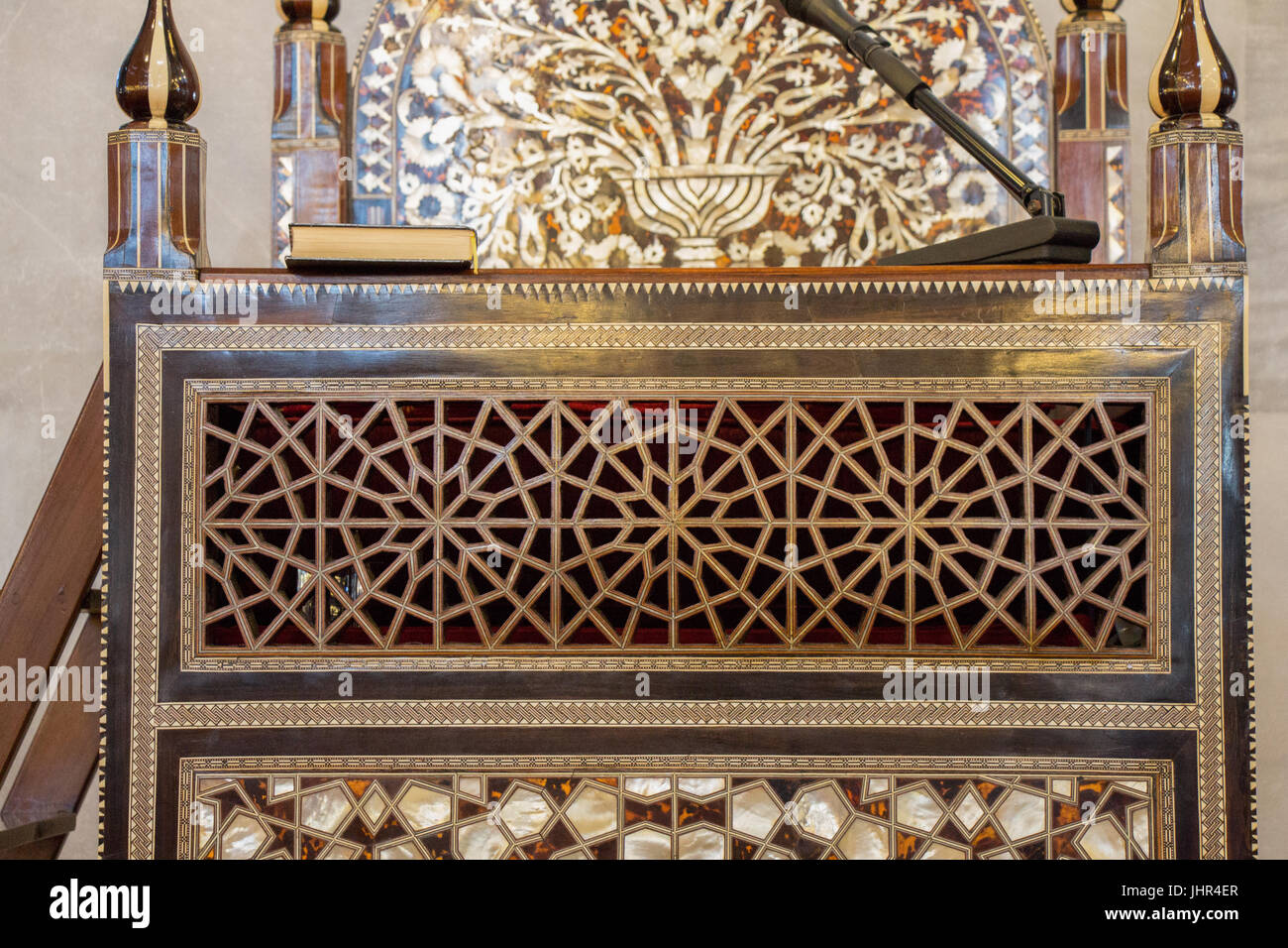 Ottoman Turkish art with geometric patterns on wood Stock Photo - Alamy