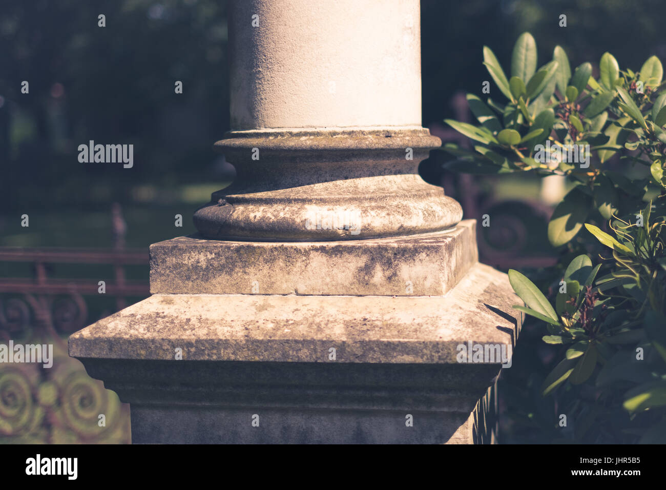 base of a column - pillar closeup with garden background Stock Photo ...