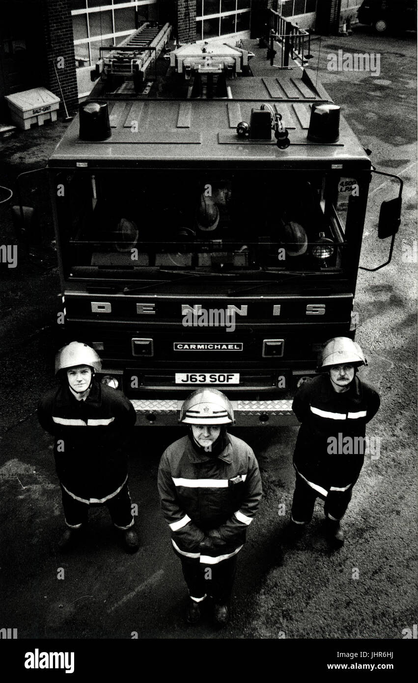 Fire fighters from West Midlands Fire Brigade stand proudly in front of ...