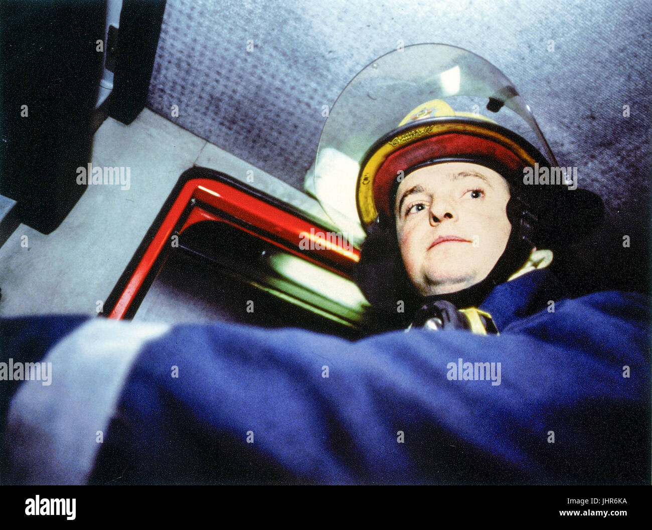 Fire fighters from West Midlands Fire Brigade in fire engine prepare ...