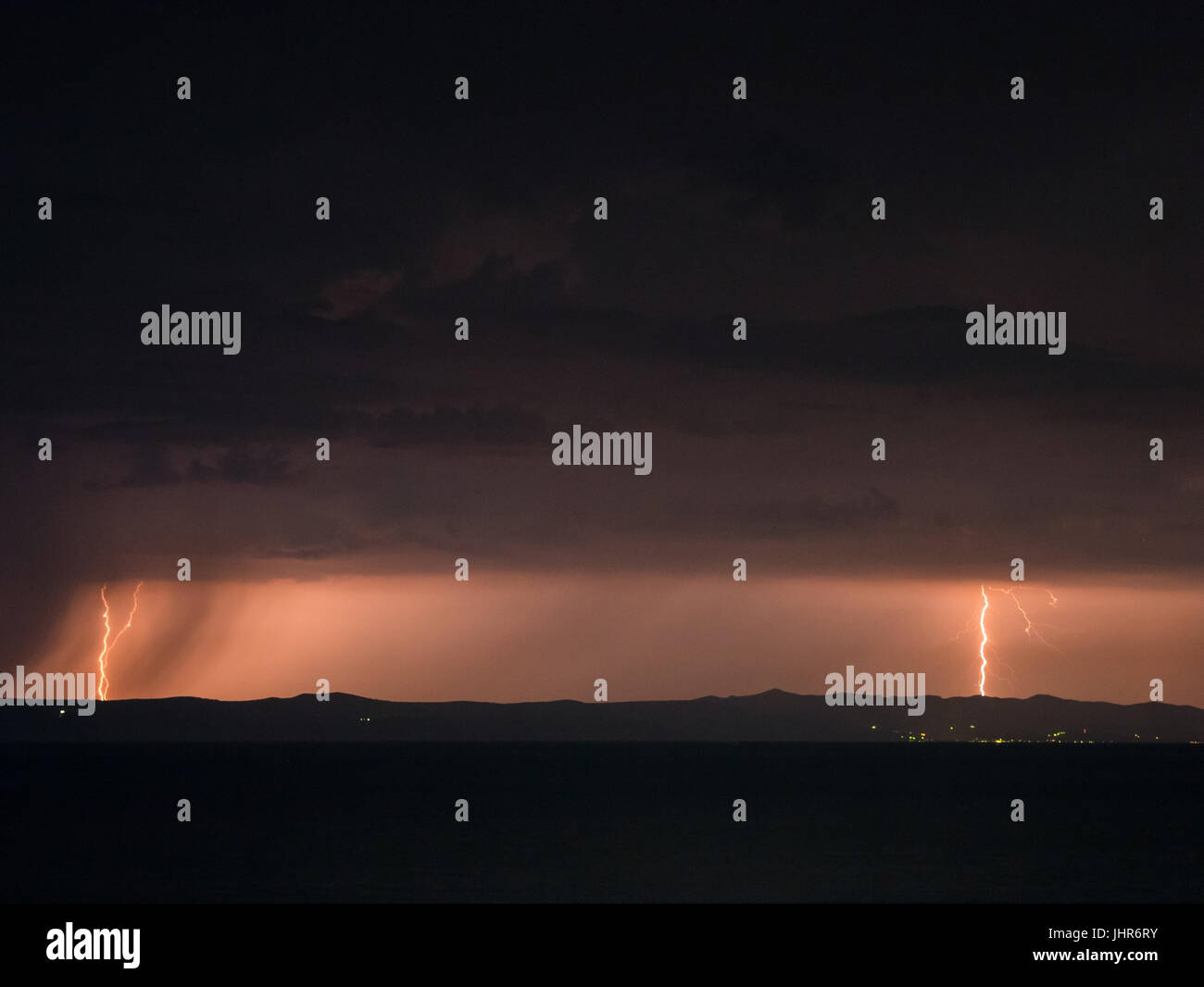 Lighting storm over island Hvar in Croatia at night Stock Photo - Alamy