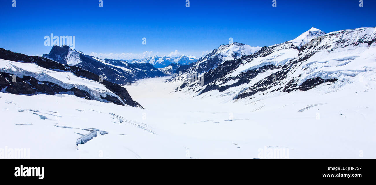 Aletschgletscher or Aletsch glacier - ice landscape in Swiss Alpine ...