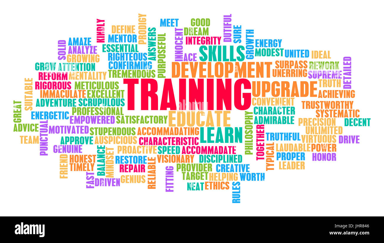 Training Word Cloud Concept on White Stock Photo - Alamy