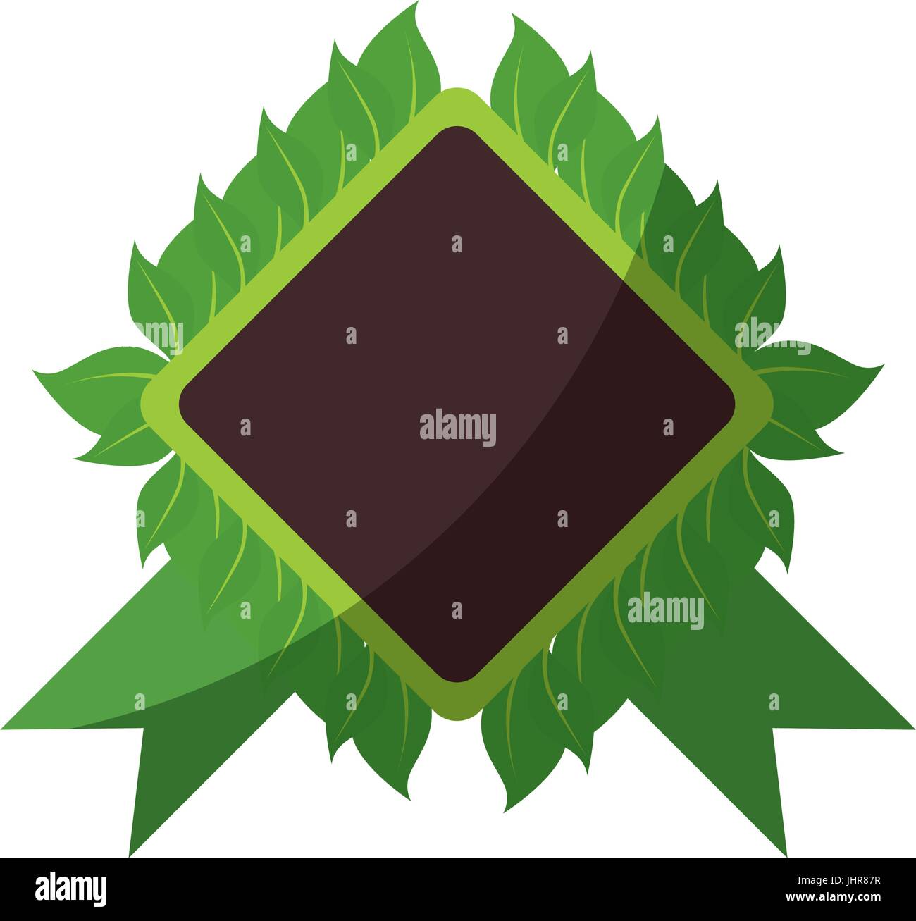 rhombus frame with decorative leaves around over white background ...