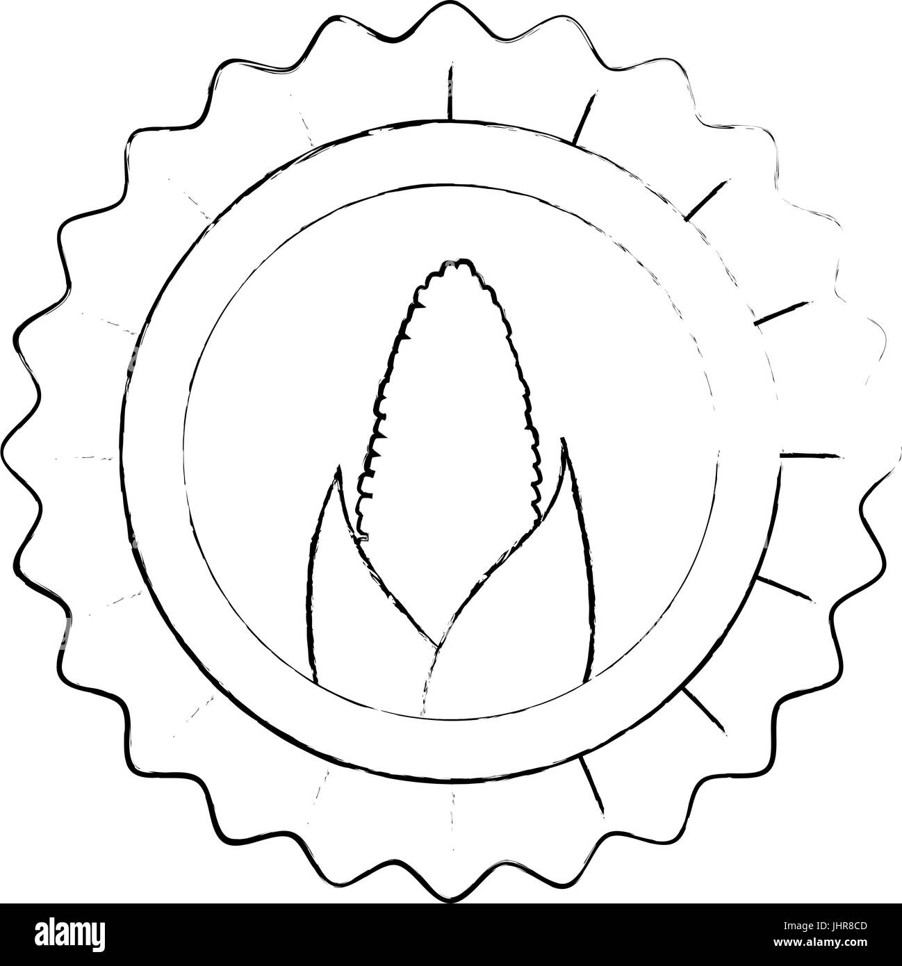 seal stamp with corn icon over white background vector illustration ...
