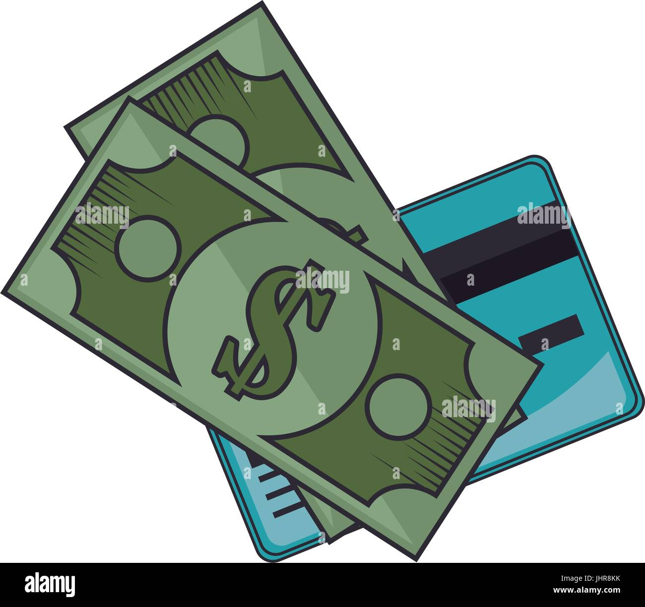 credit card with money bills icon over white background vector ...