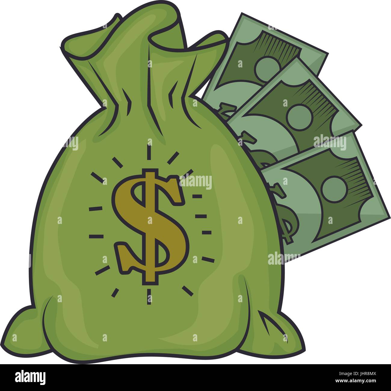 money sack and bills icon over white background vector illustration ...