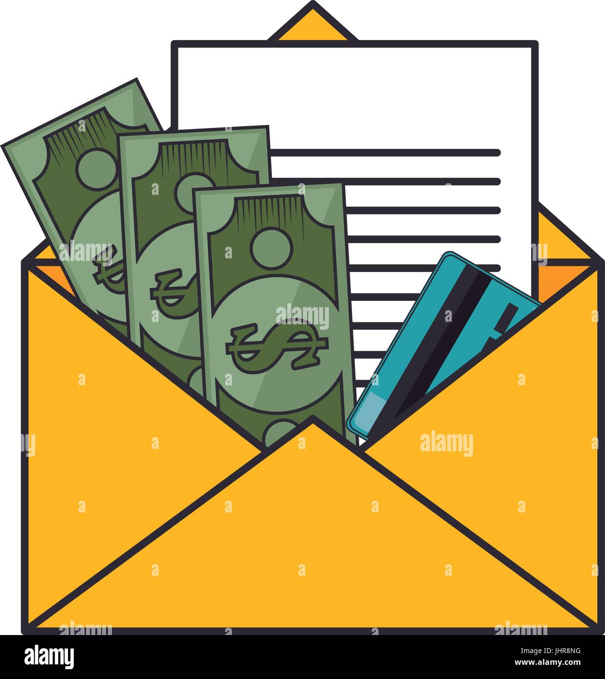 envelope with money icon over white background vector illustration ...