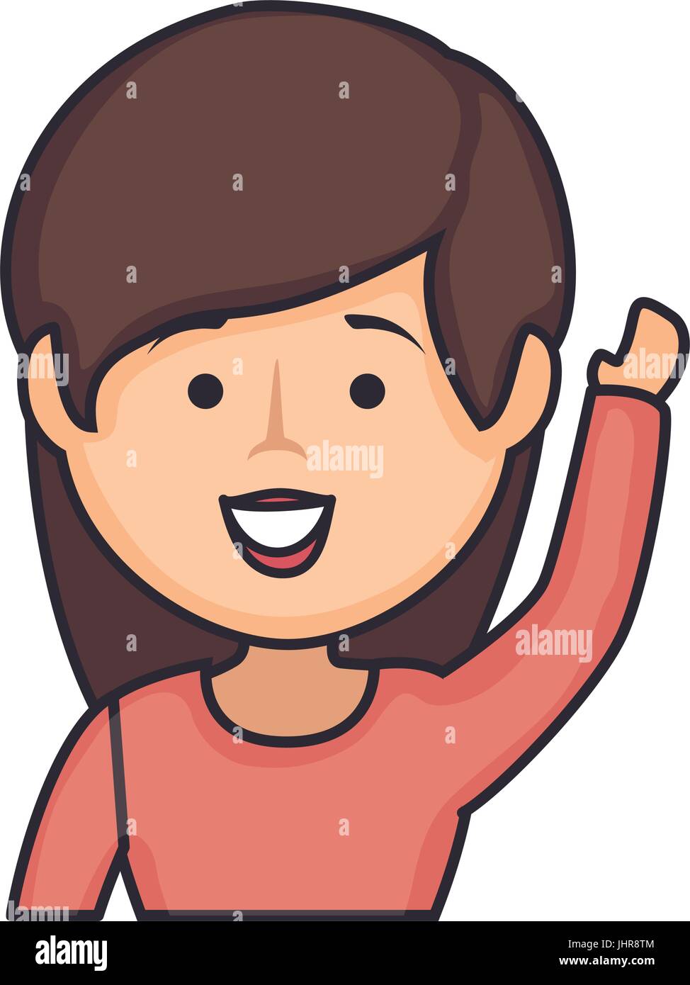 cartoon happy woman icon over white background colorful design vector ...