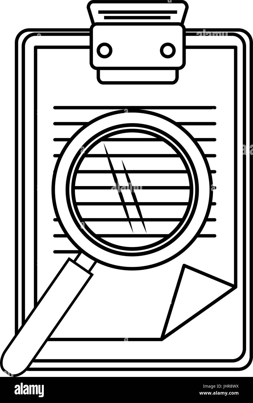 report table and magnifying glass icon over white background vector ...