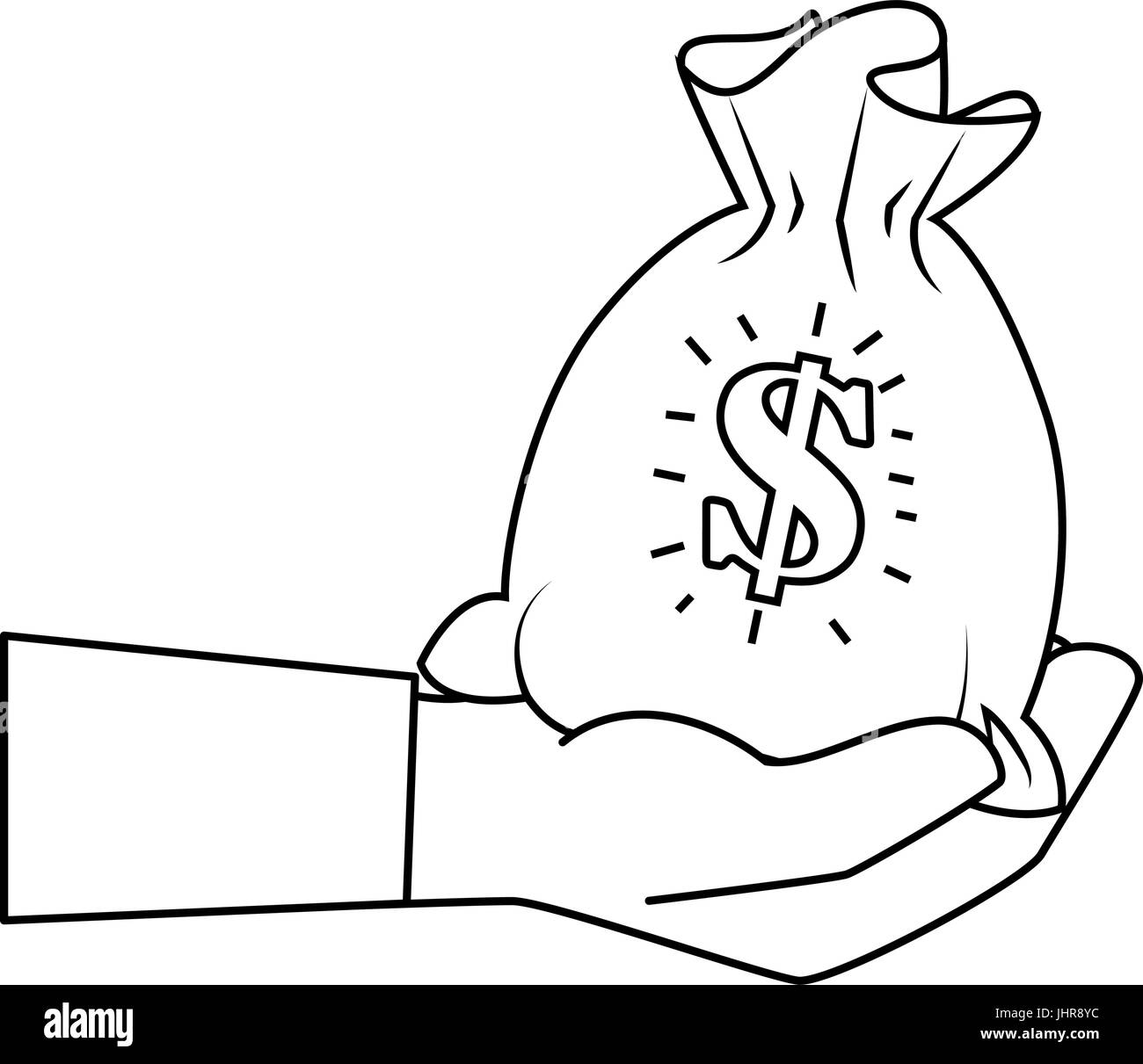 hand holding a money sack icon over white background vector ...