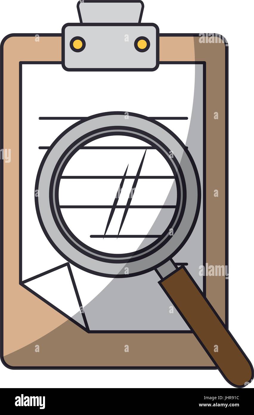 report table and magnifying glass icon over white background vector ...