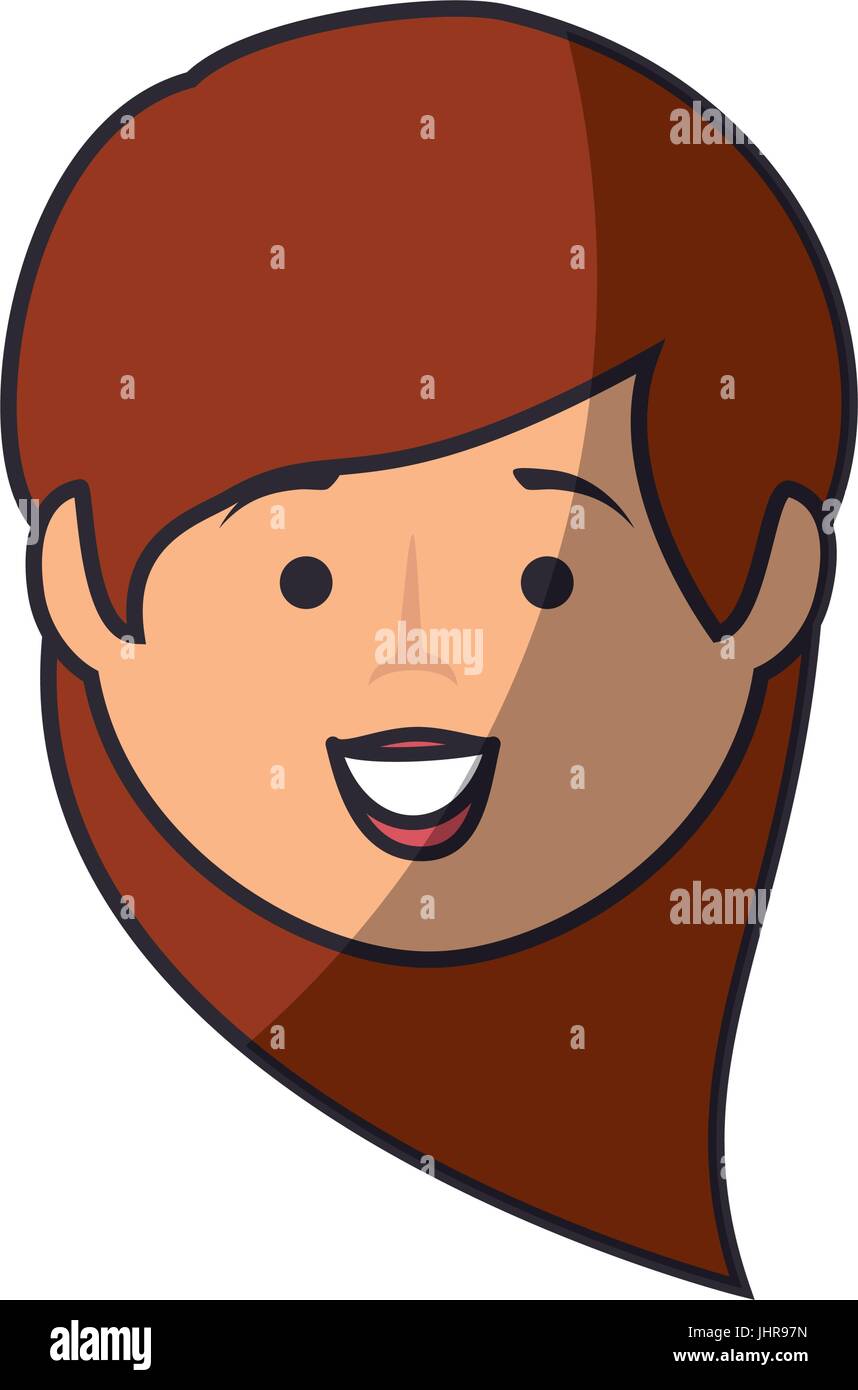 cartoon happy woman icon over white background colorful design vector ...