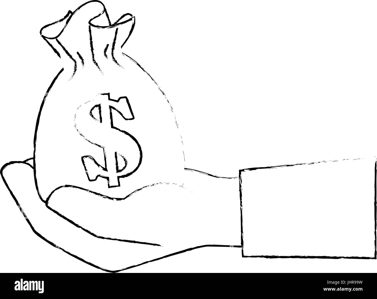 hand holding a money sack icon over white background vector ...