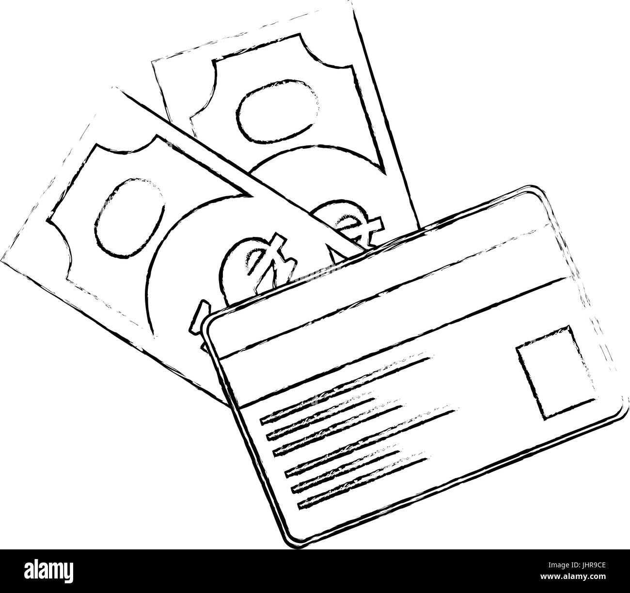 credit card with money bills icon over white background vector ...