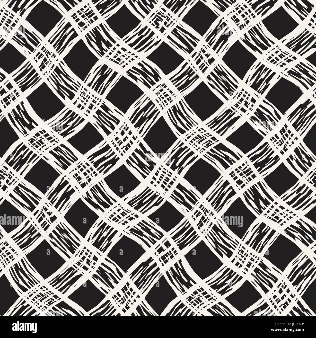 Hand drawn seamless plaid pattern. Allover pattern with ink doodle ...
