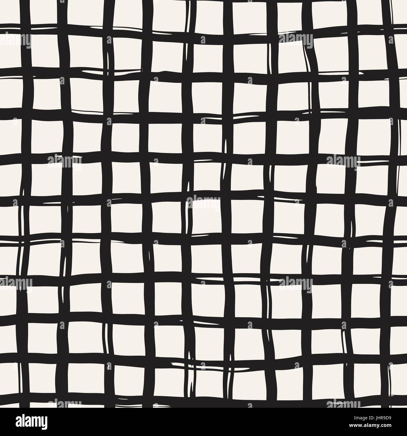 Hand drawn seamless plaid pattern. Allover pattern with ink doodle ...