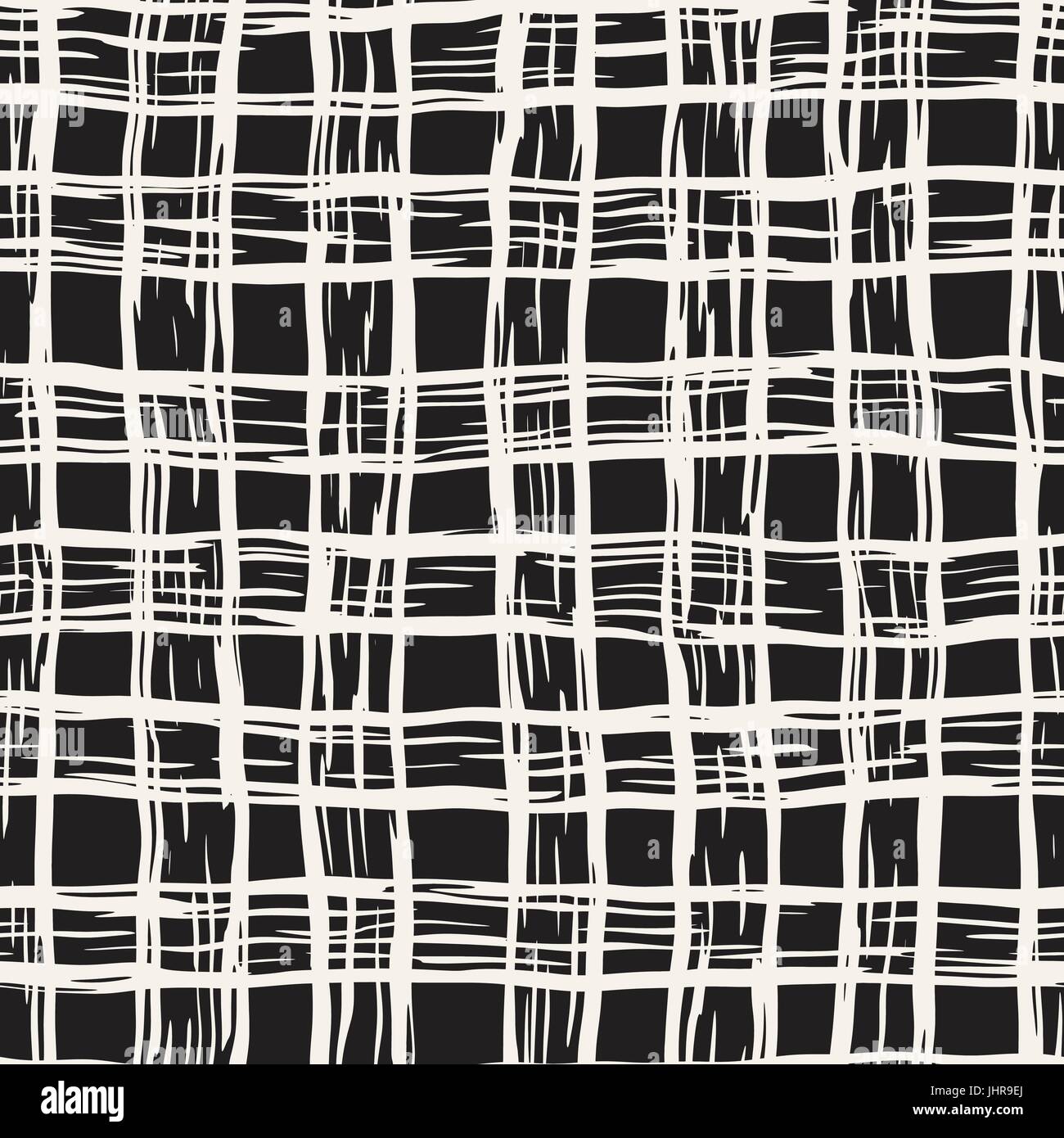 Hand drawn seamless plaid pattern. Allover pattern with ink doodle ...