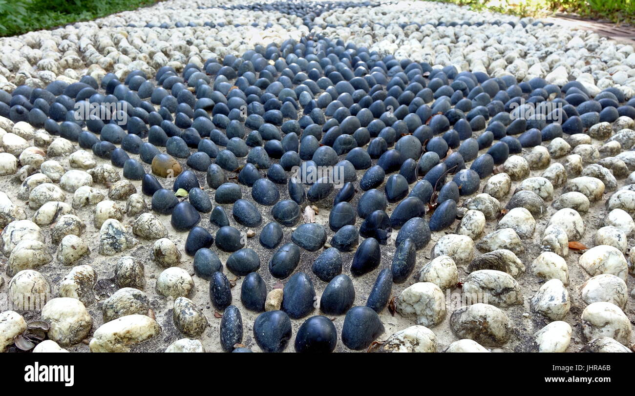 Chinese health walk made up from large smooth pebbles Stock Photo - Alamy
