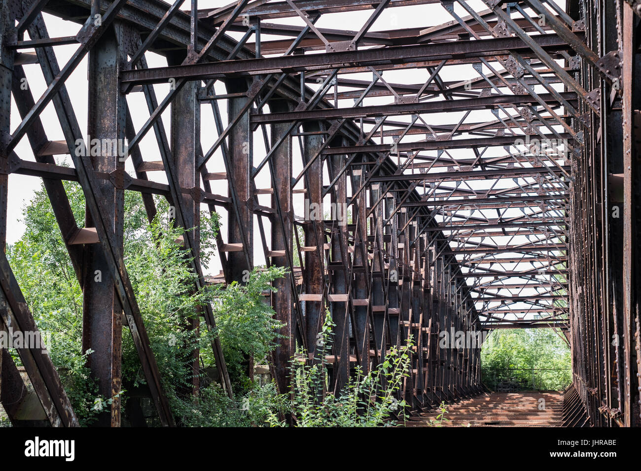 abandoned steel bridge, rusted steel beam construction Stock Photo - Alamy