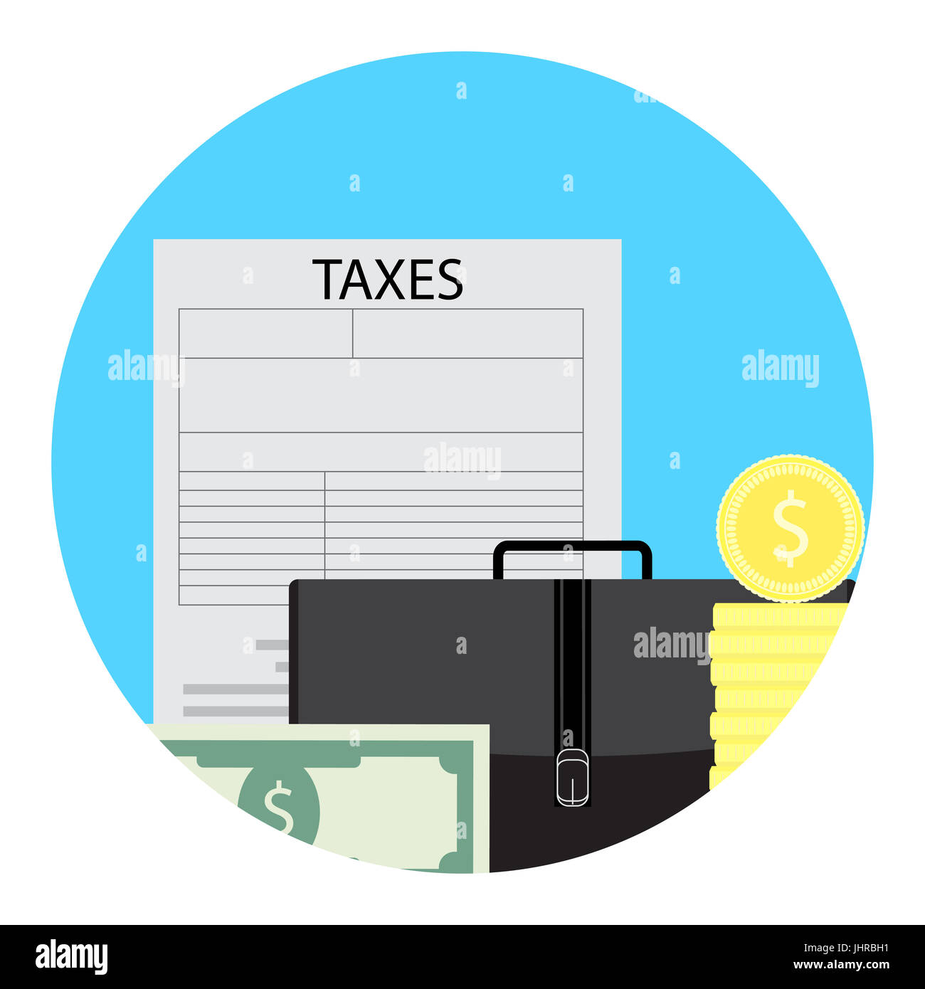 Tax return icon flat style. Vector tax refund, illustration of tax ...