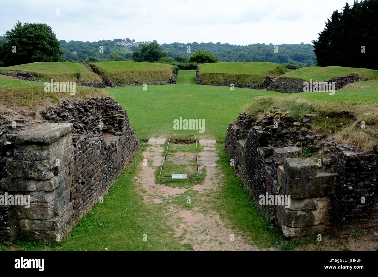 Remains of Roman Amphitheatre Caerleon Gwent Wales Cymru UK GB Stock ...