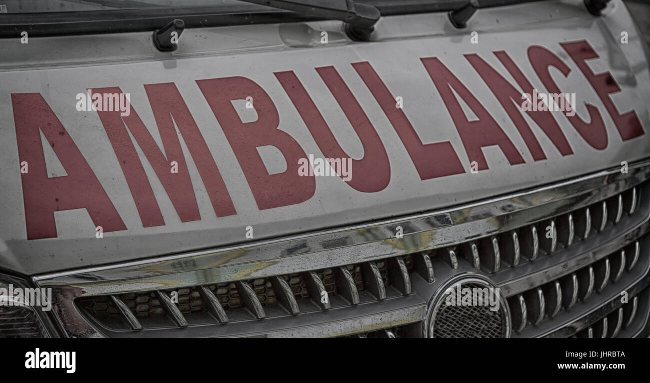 in philippines old dirty bonnet of an ambulance concept of medical care ...