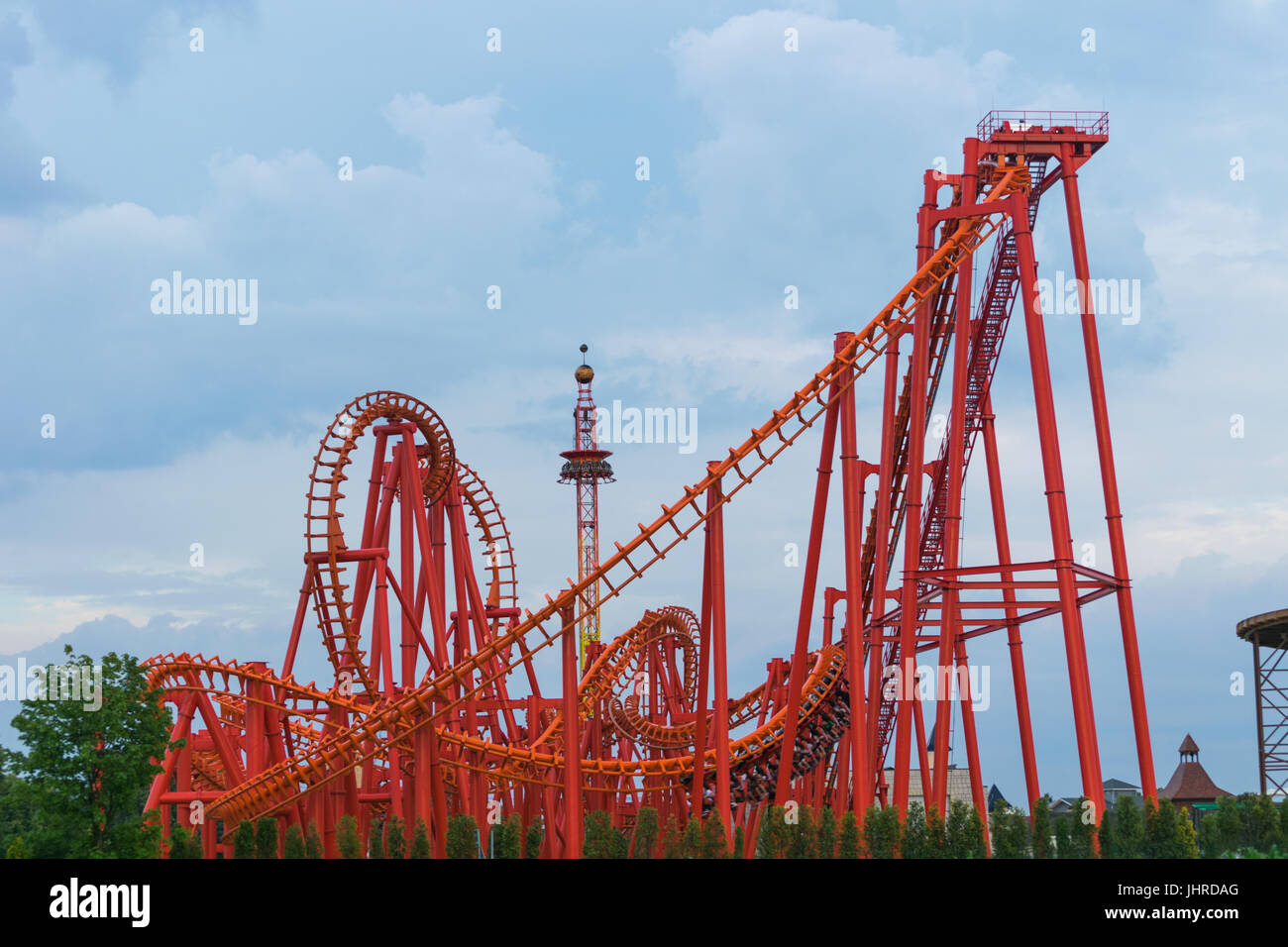 Roller coaster in park Stock Photo - Alamy