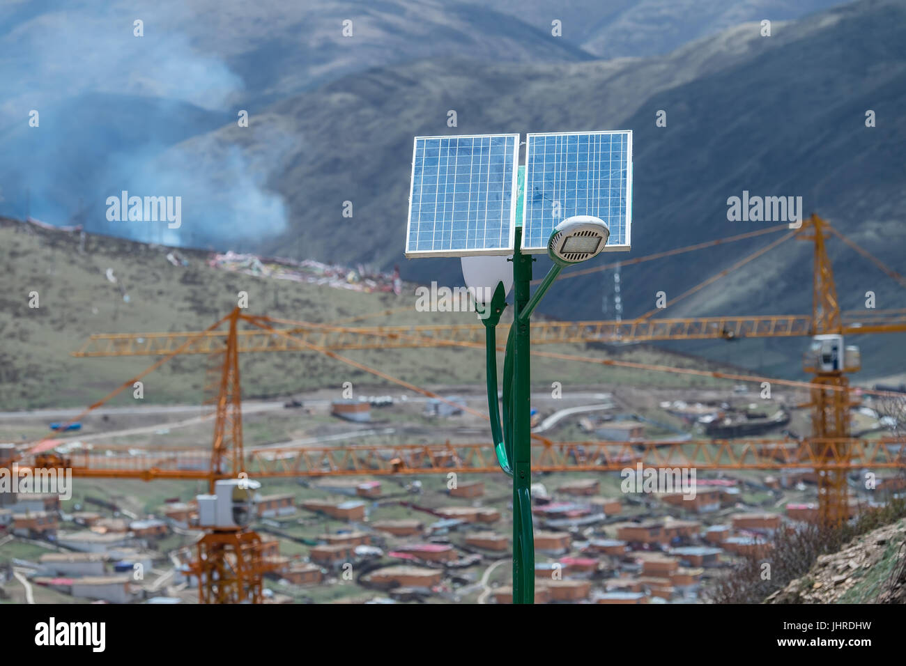 street lamp post with solar panel energy Stock Photo - Alamy