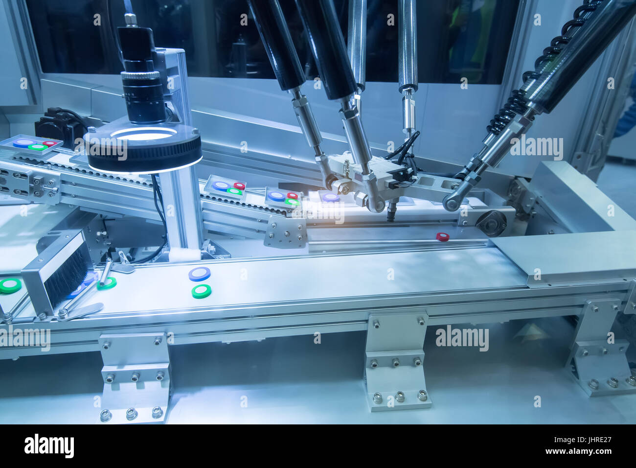 Automatic robot in assembly line working in factory. Smart factory ...