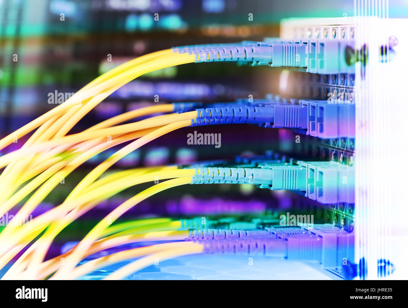 optical fibre information technology equipment in data center Stock ...