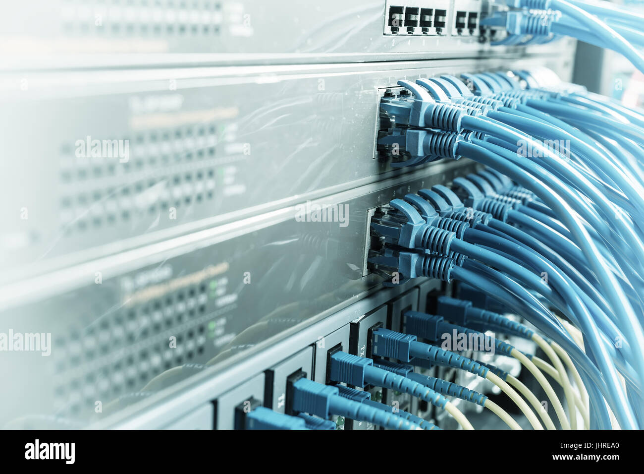 Network cables in switch and firewall in cloud computing data center server rack Stock Photo - Alamy