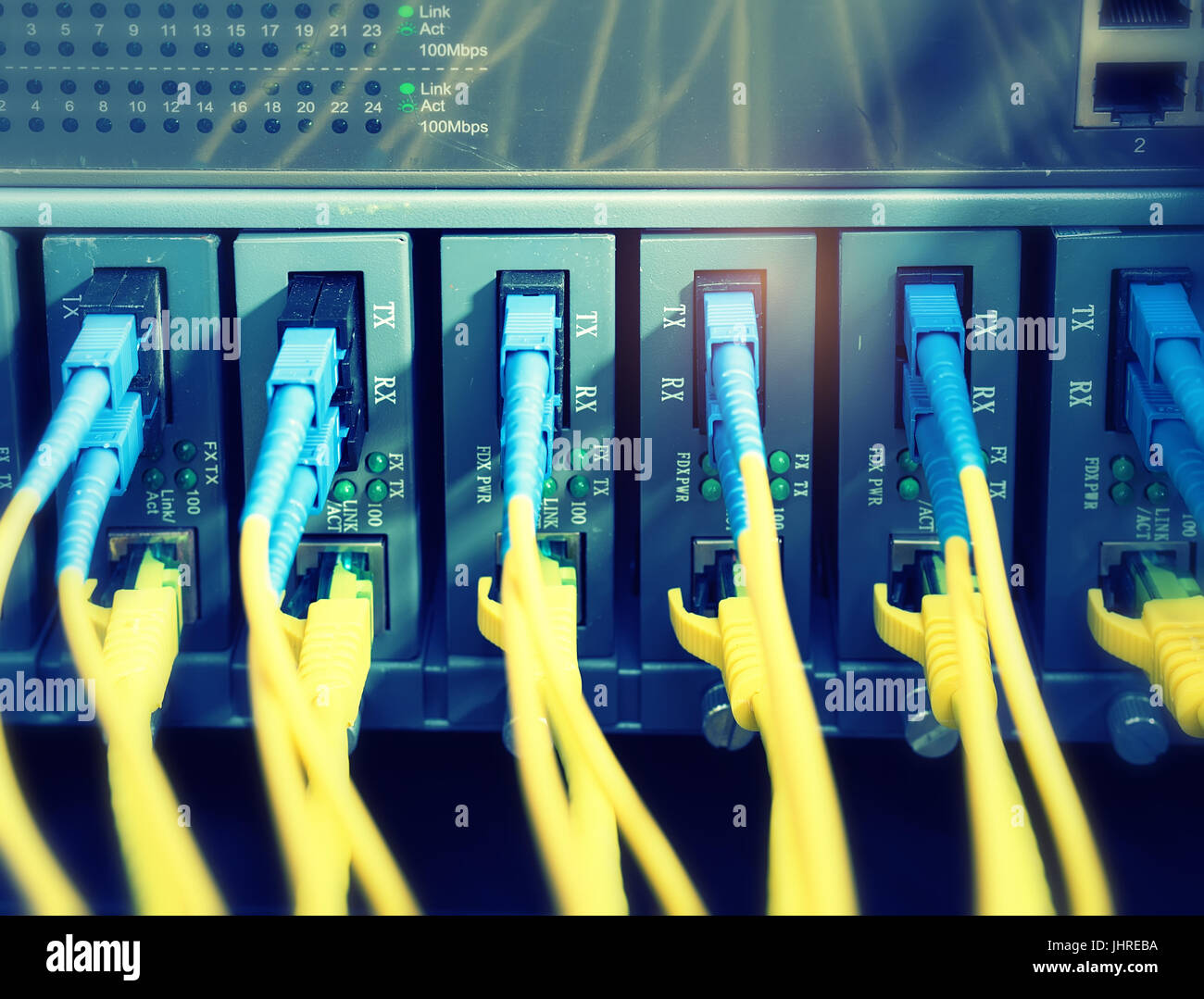 Fibre optic cable connected ports hi-res stock photography and images ...