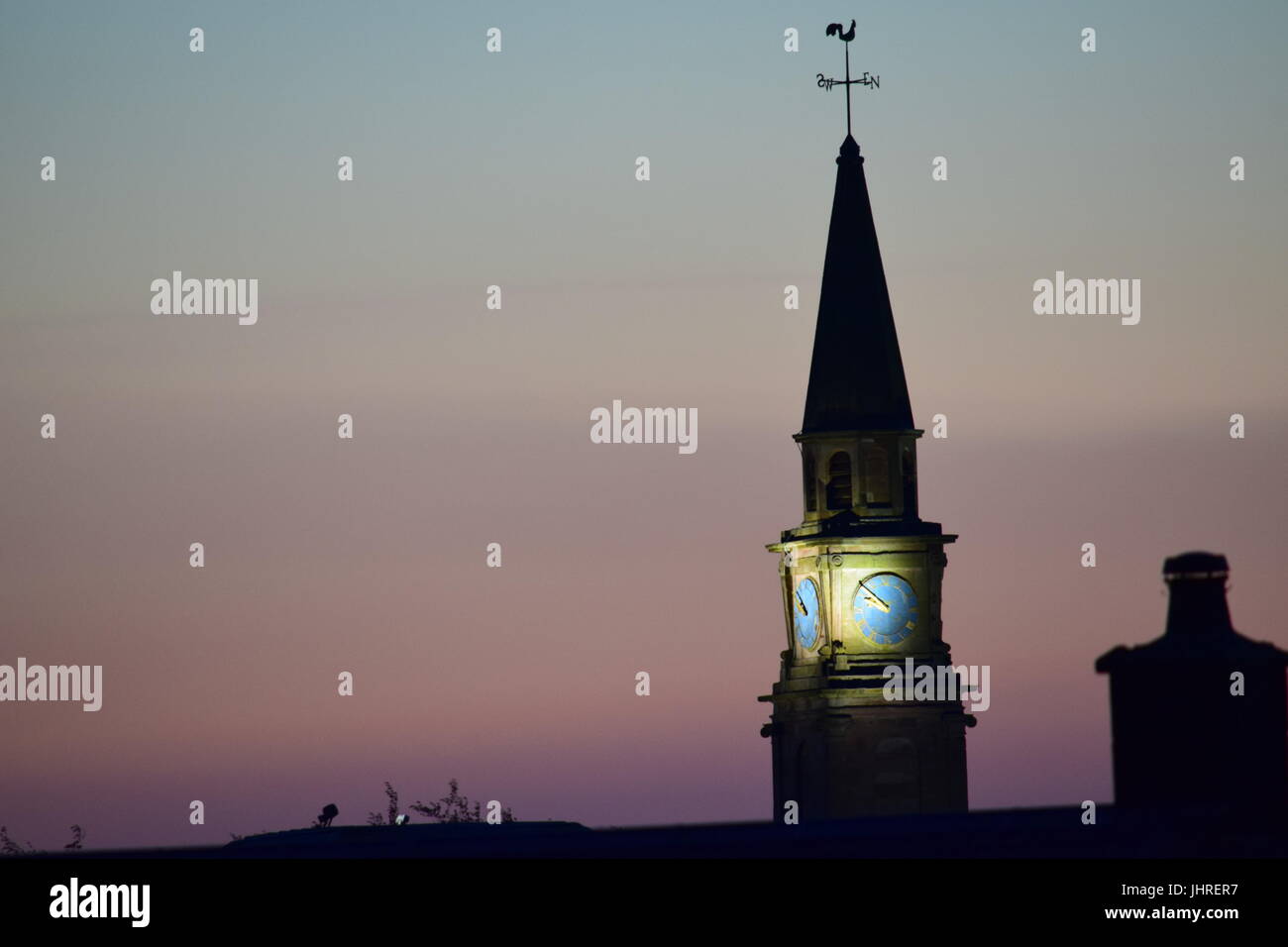 Church spire and clock Stock Photo - Alamy
