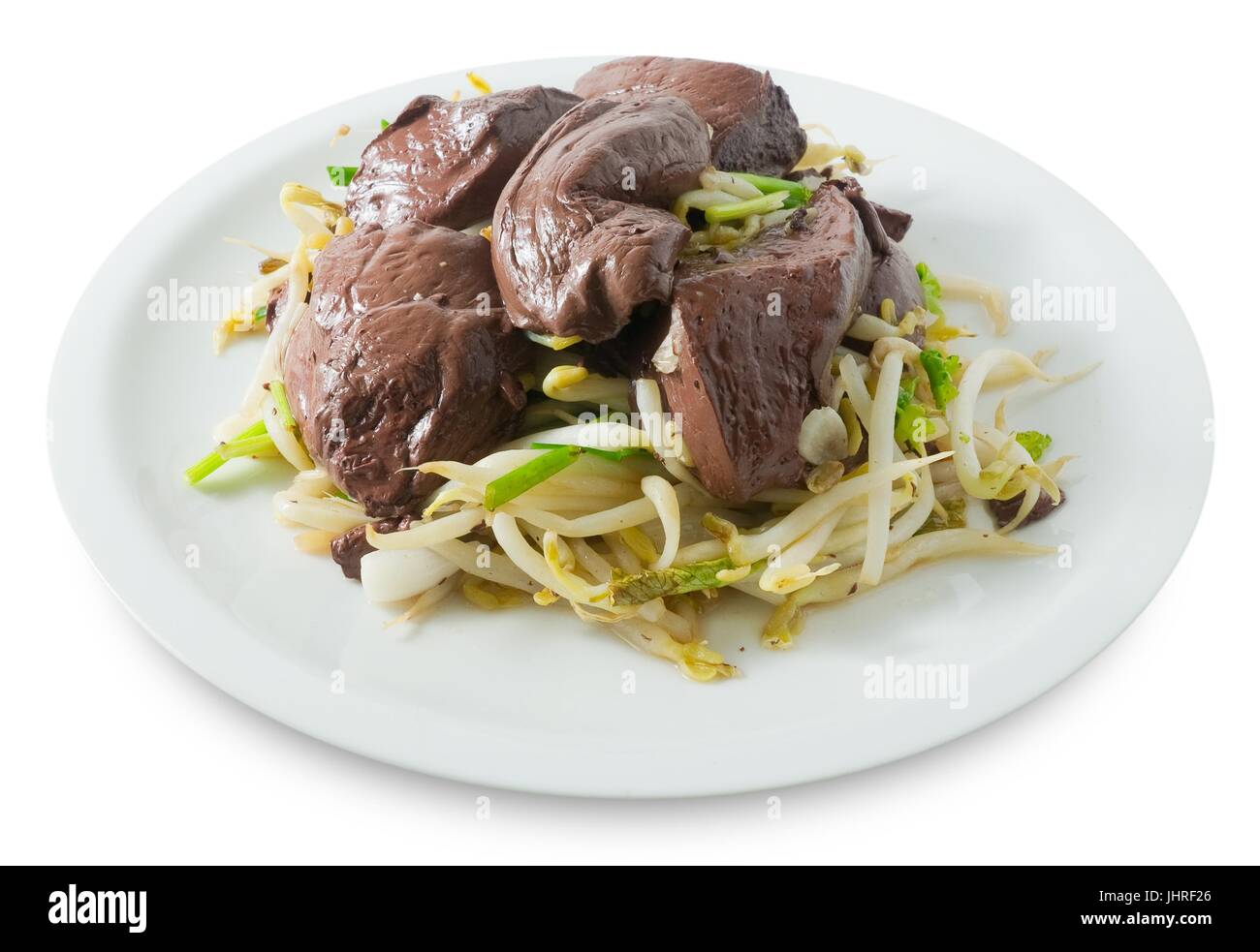 Chinese Traditional Food, Stir Fried Bean Sprout with Congealed Pork ...
