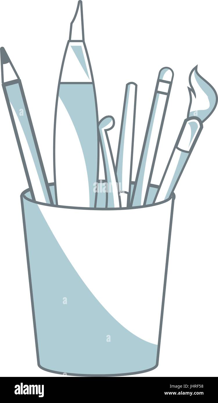 art and back to school supplies paint brushes pencils pens and crayons ...