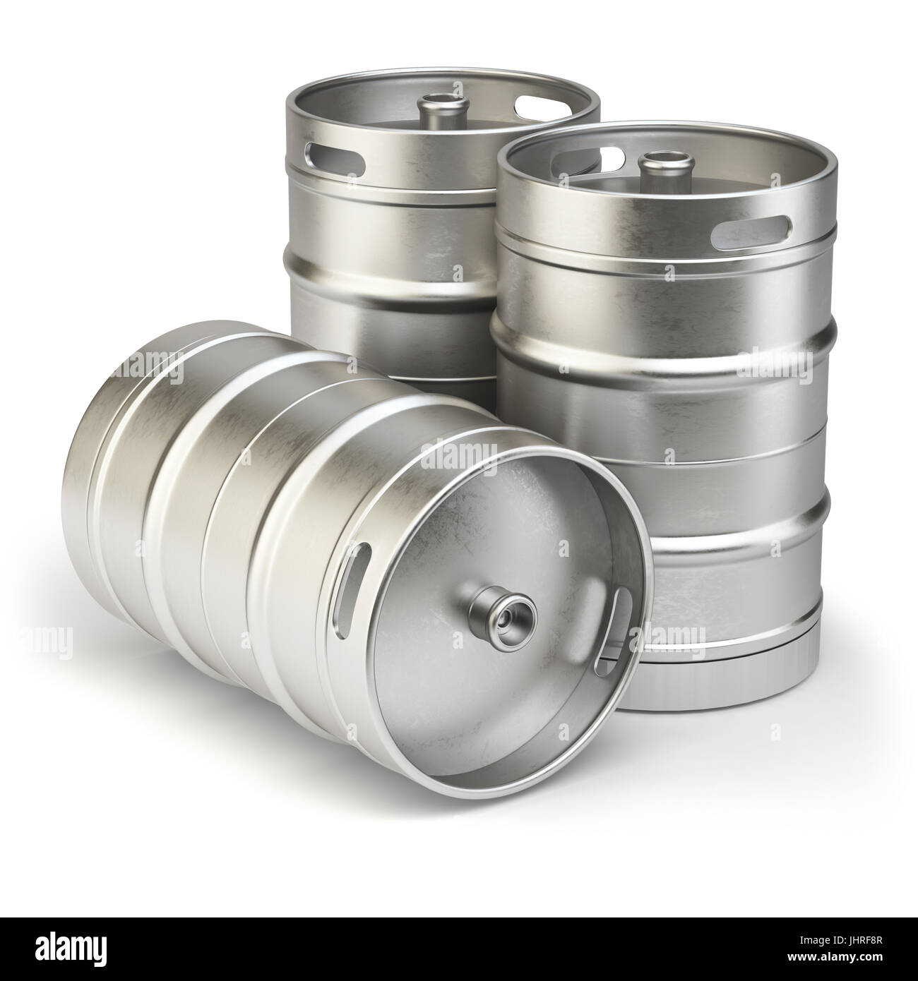 Metal beer kegs isolated on white background. 3d illustration Stock ...