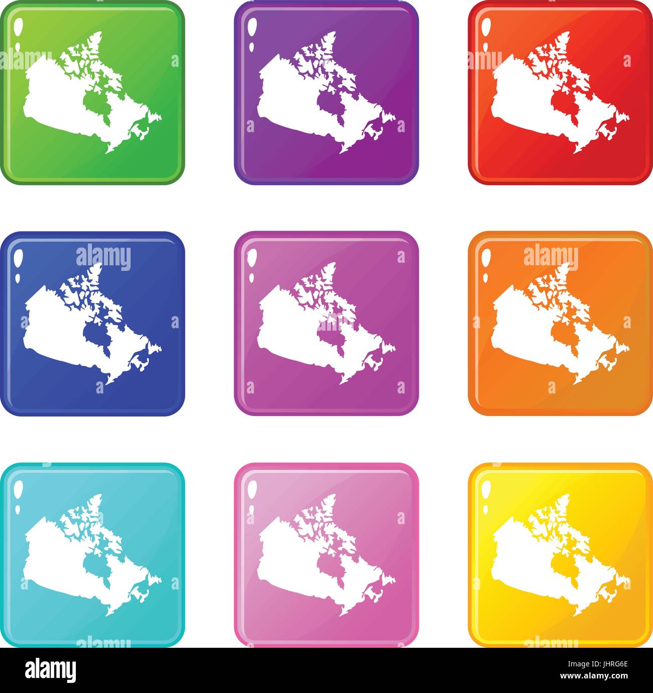 Canada map icons 9 set Stock Vector Image & Art - Alamy