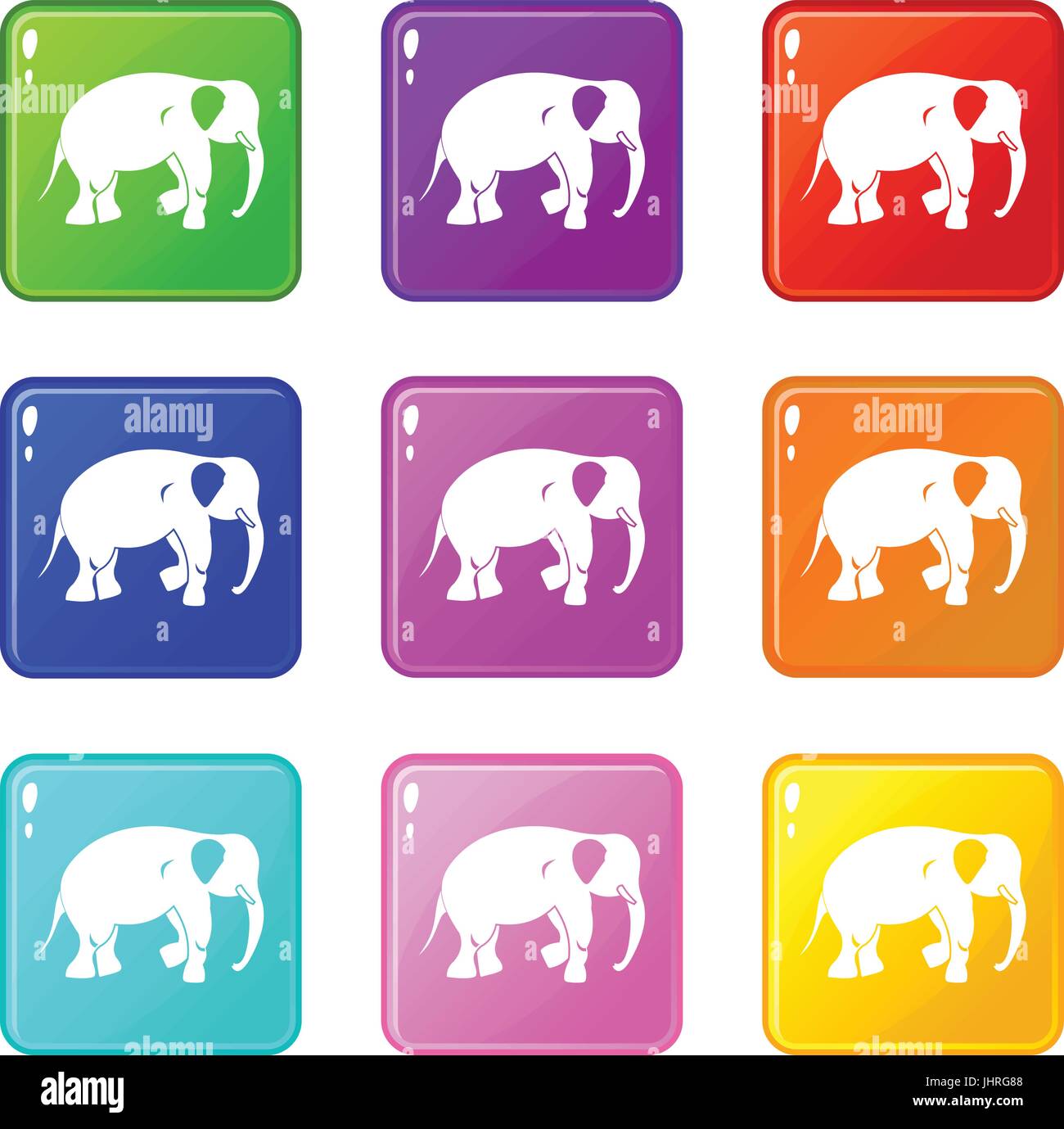 Elephant icons 9 set Stock Vector Image & Art - Alamy