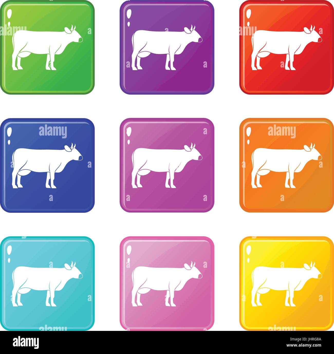 Cow icons 9 set Stock Vector Image & Art - Alamy