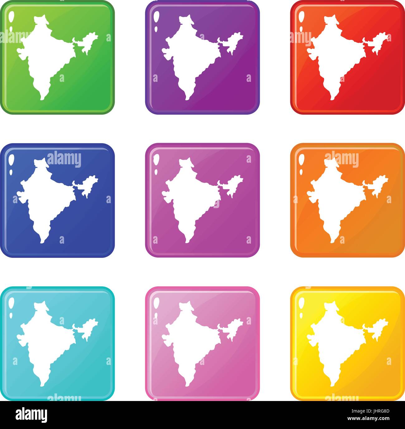 Indian map icons 9 set Stock Vector Image & Art - Alamy