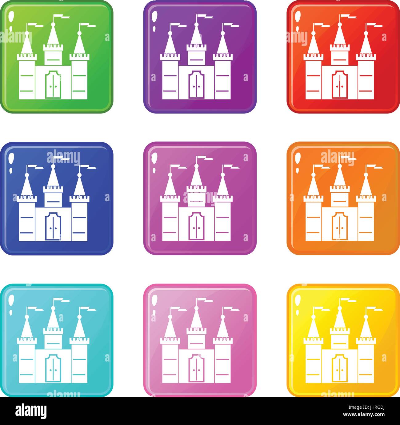 Castle icons 9 set Stock Vector Image & Art - Alamy