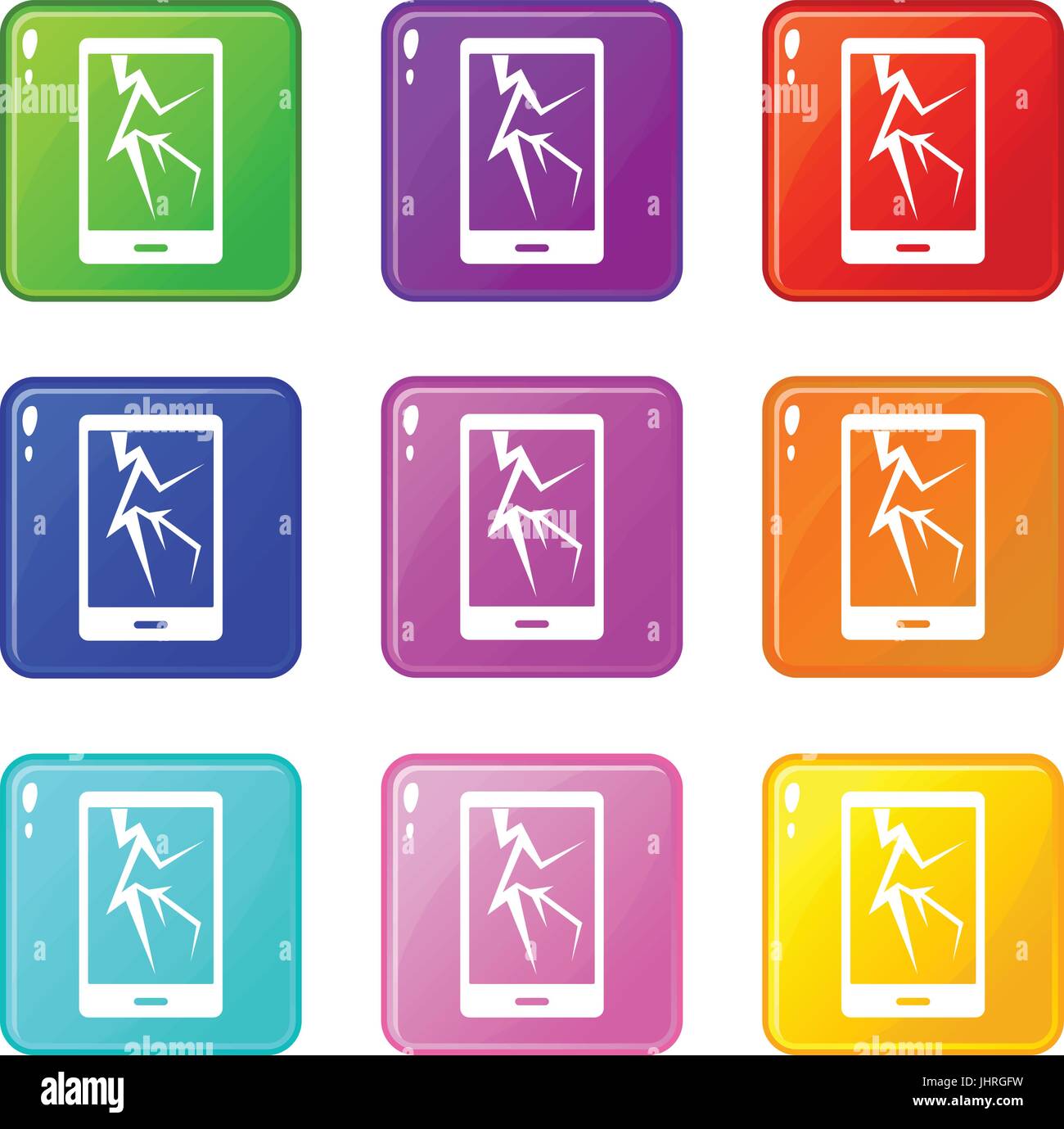 Cracked phone icons 9 set Stock Vector Image & Art - Alamy