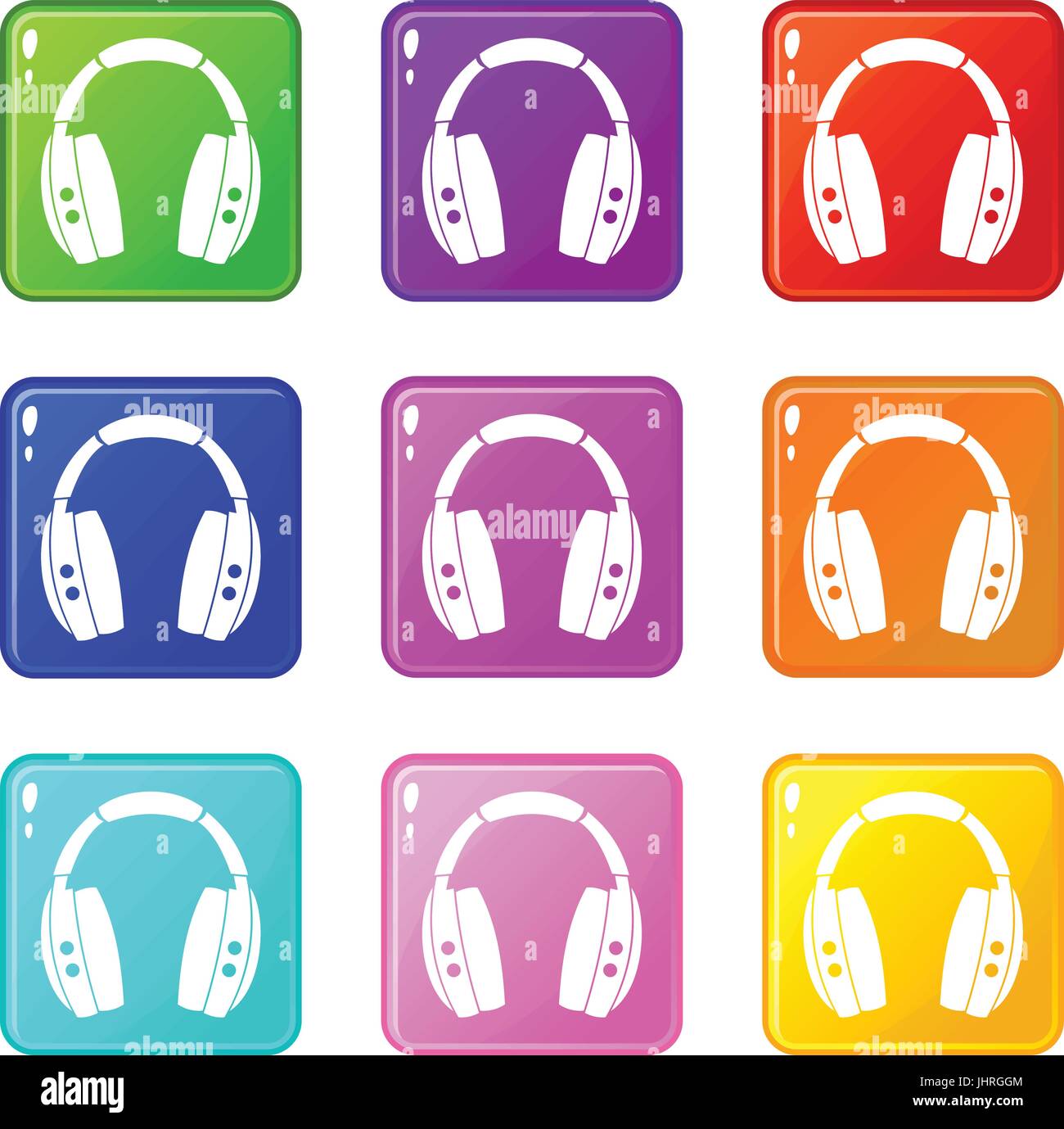 Headphones icons 9 set Stock Vector Image & Art - Alamy