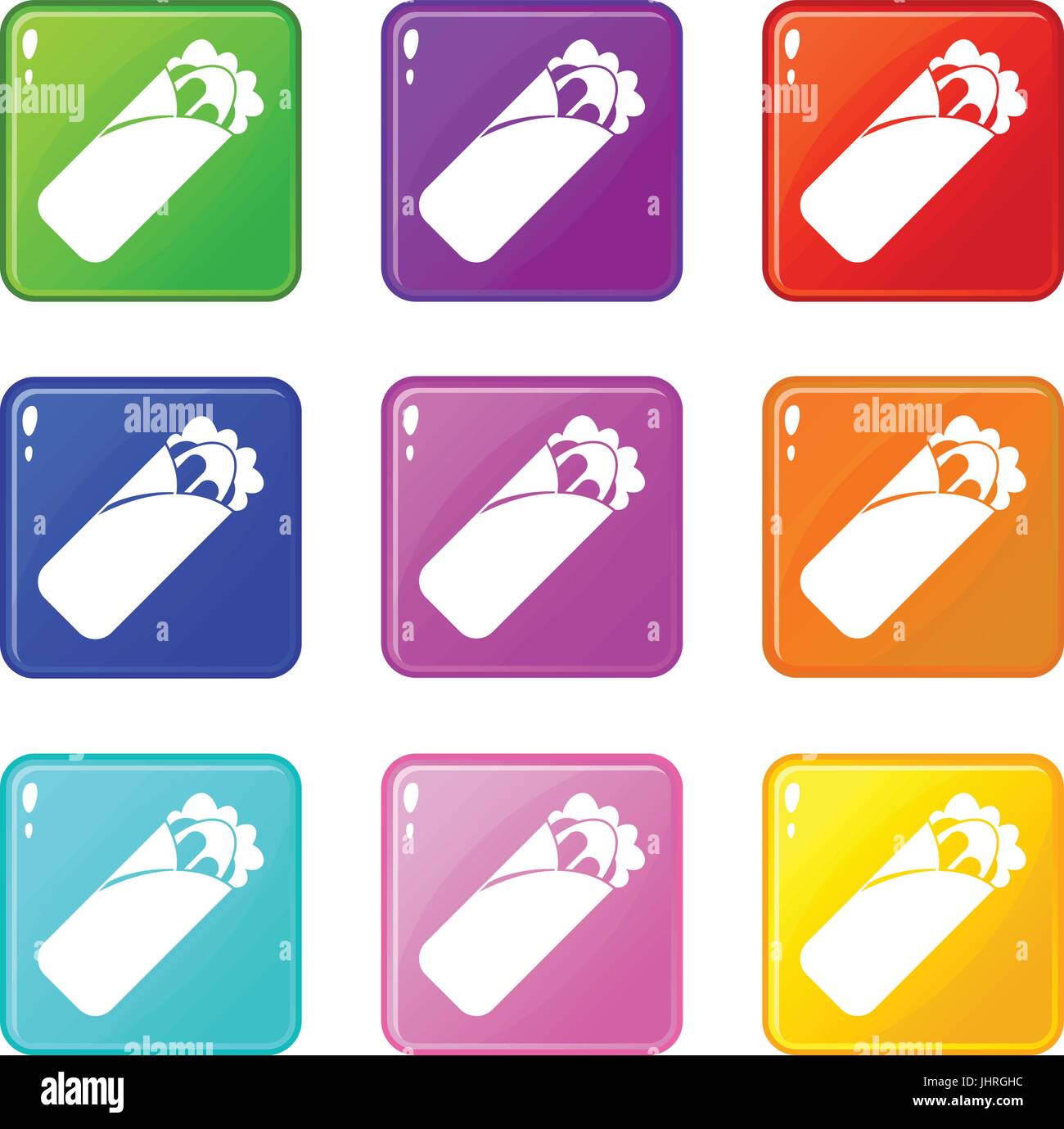 Shawarma sandwich icons 9 set Stock Vector Image & Art - Alamy
