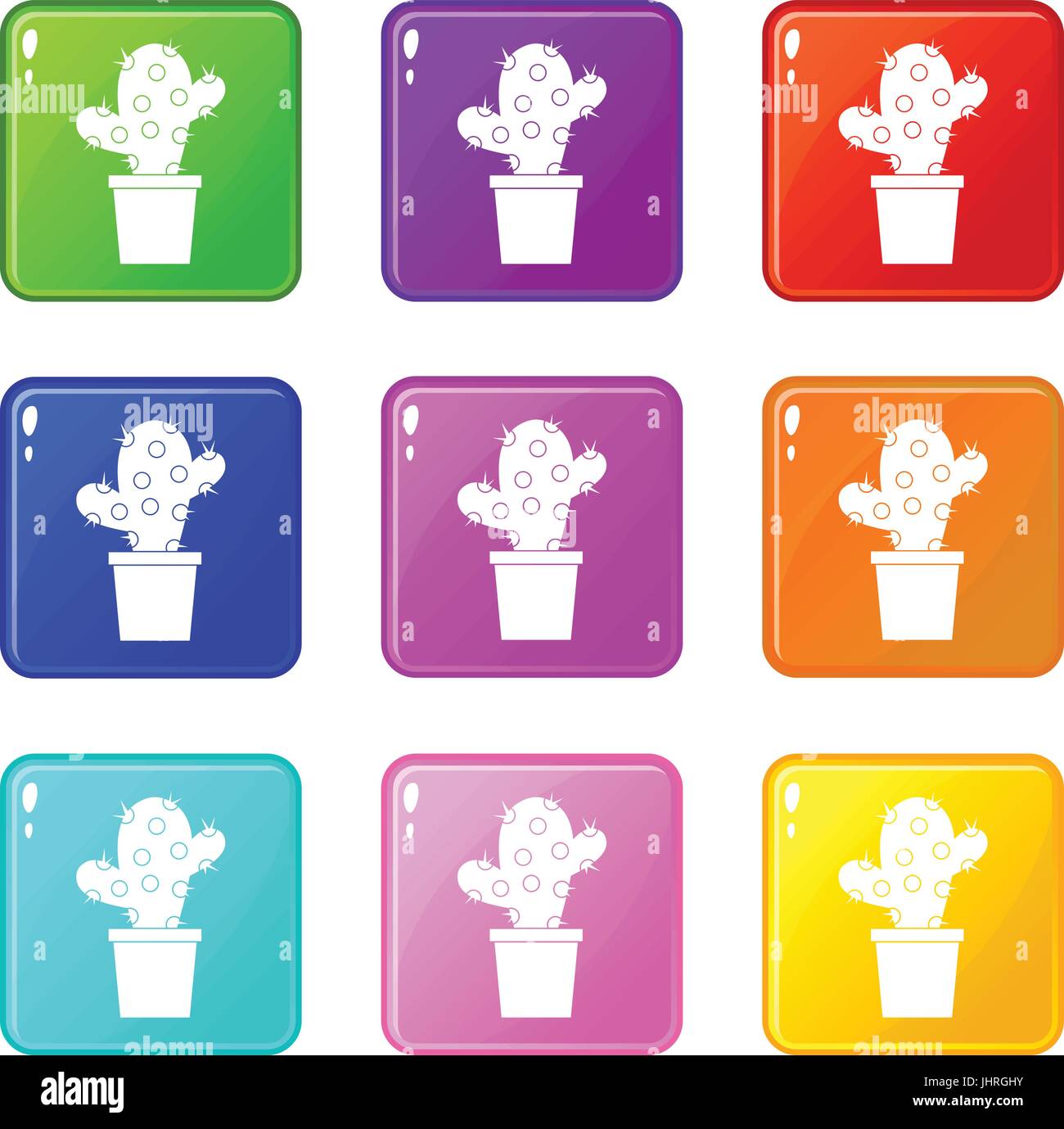 Cactus icons 9 set Stock Vector Image & Art - Alamy
