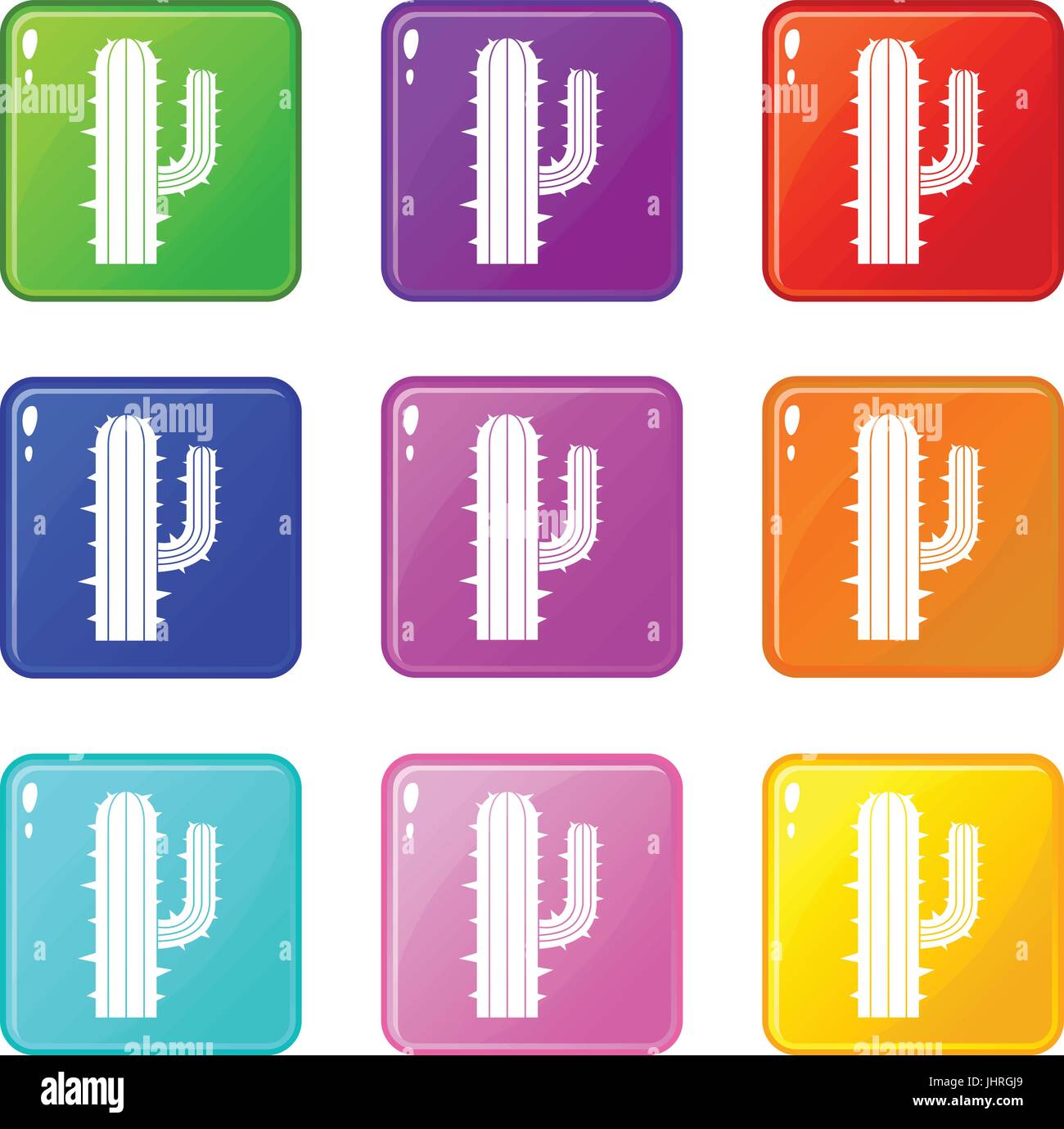 Mexican cactus icons 9 set Stock Vector Image & Art - Alamy