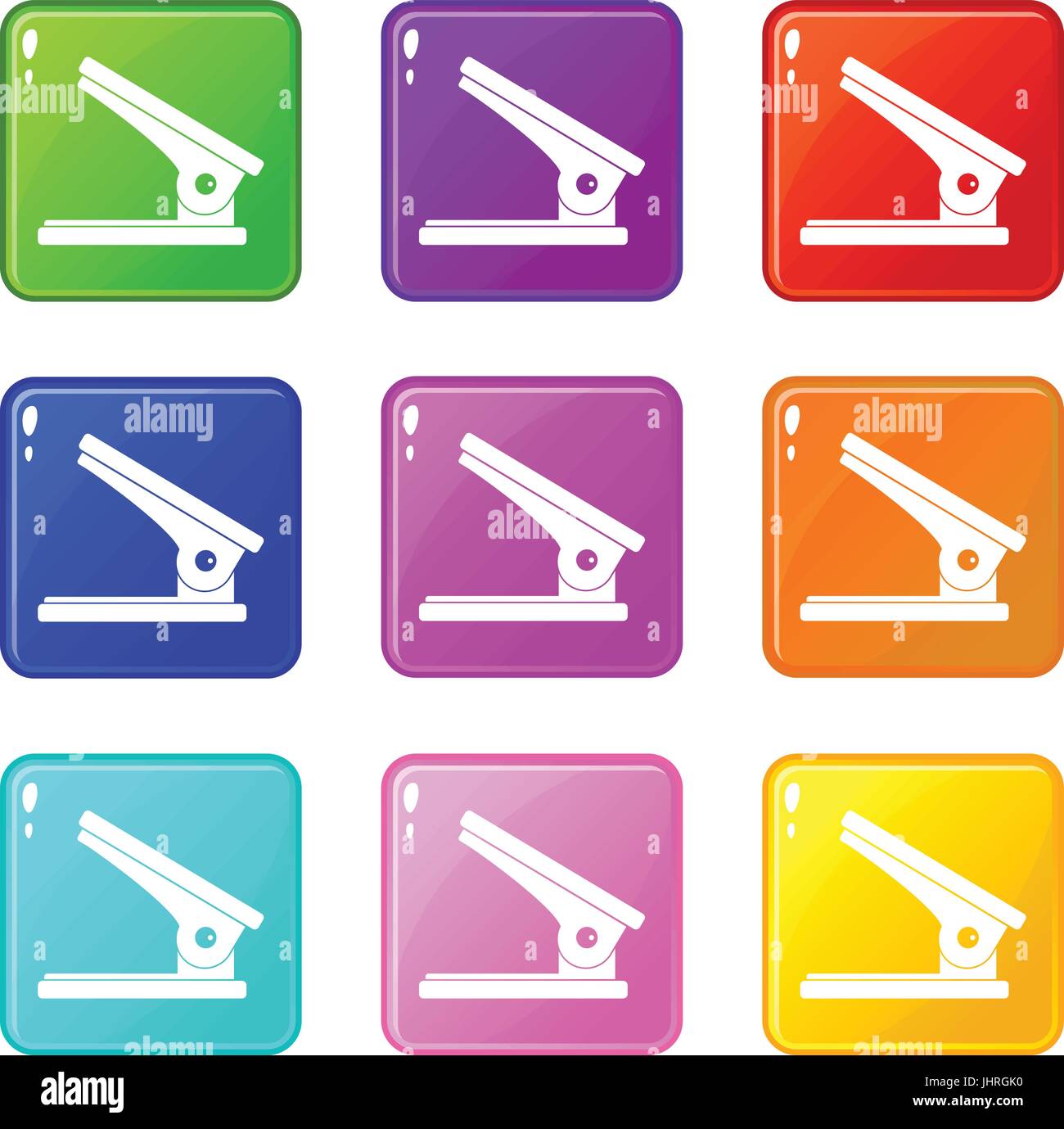 Office paper hole puncher icons 9 set Stock Vector Image & Art - Alamy