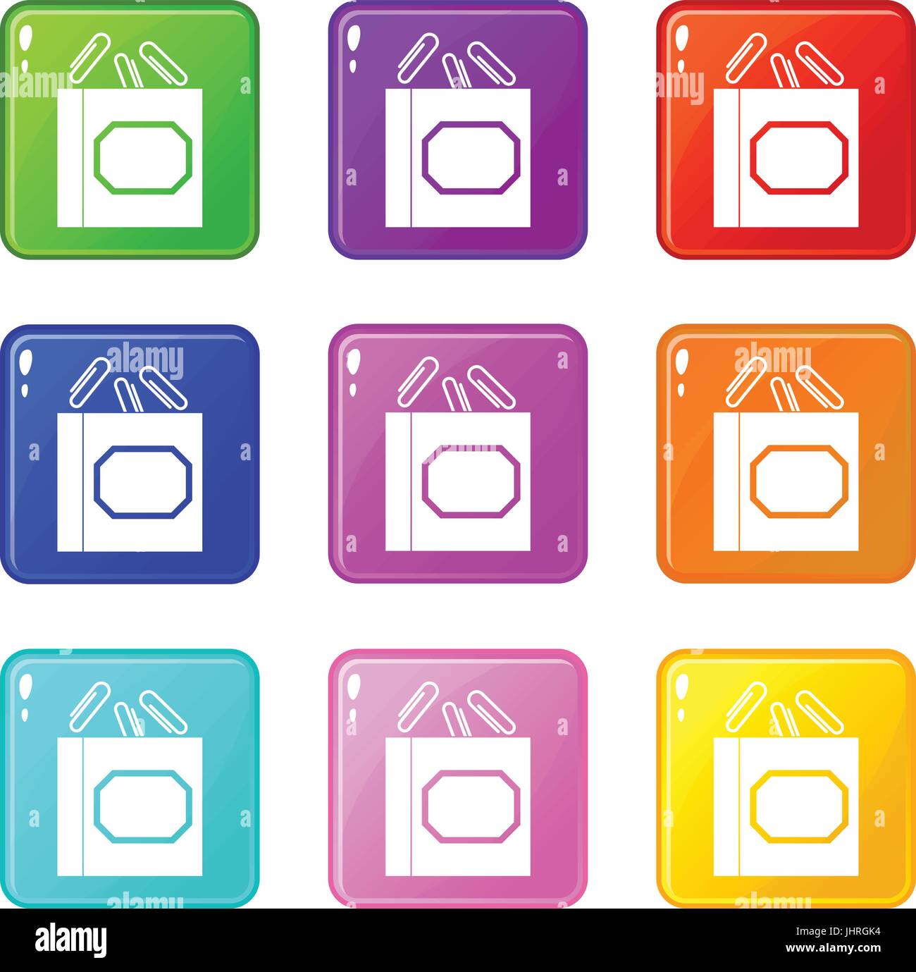 Paper clips box icons 9 set Stock Vector Image & Art - Alamy
