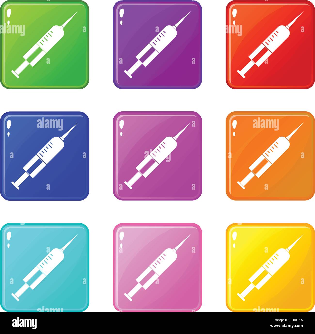 Syringe with needle icons 9 set Stock Vector Image & Art - Alamy